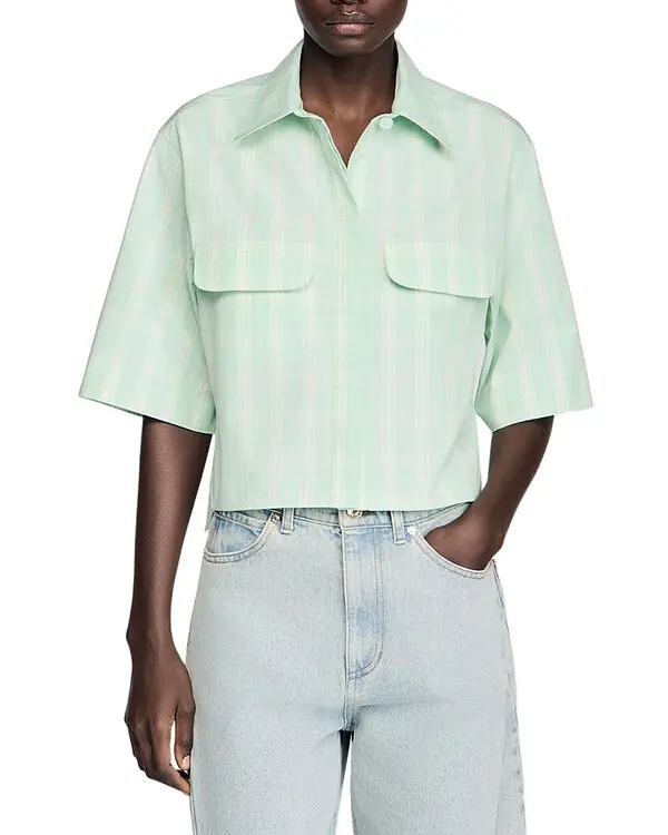 Sandro Kaia Crop Check Shirt