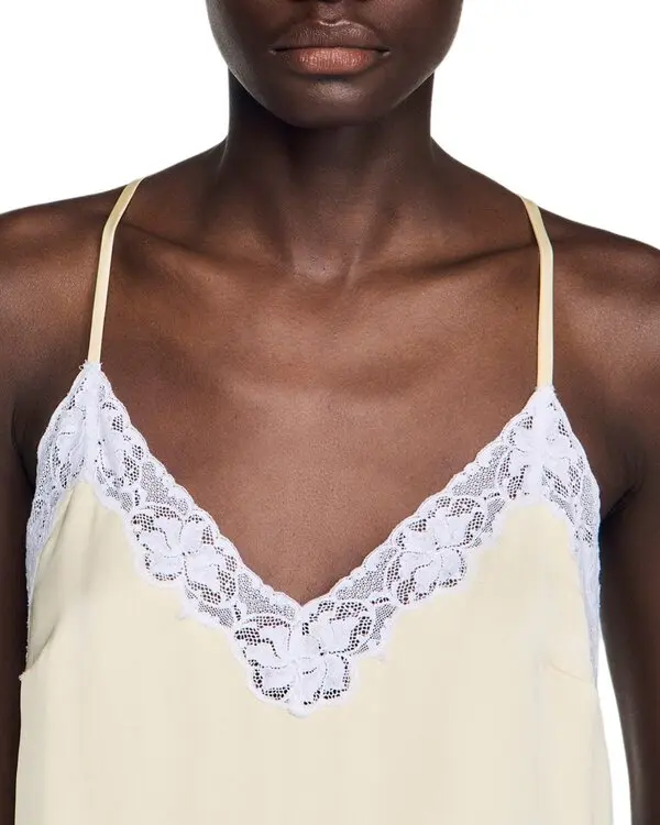 Sandro Lace Trimmed Ruffled Top - Light Yellow