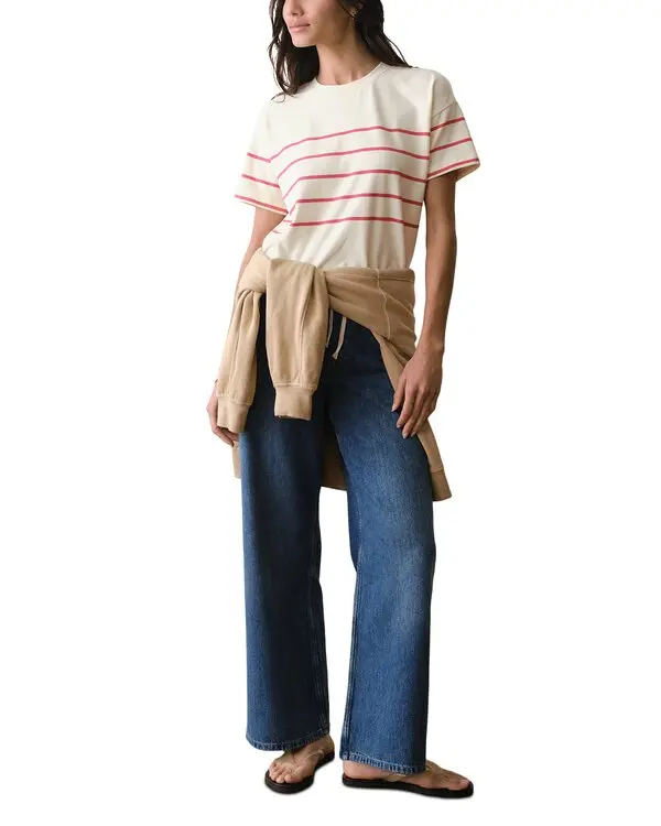 Marine Layer Cloud 9 Jersey Crewneck Tee - Red/white