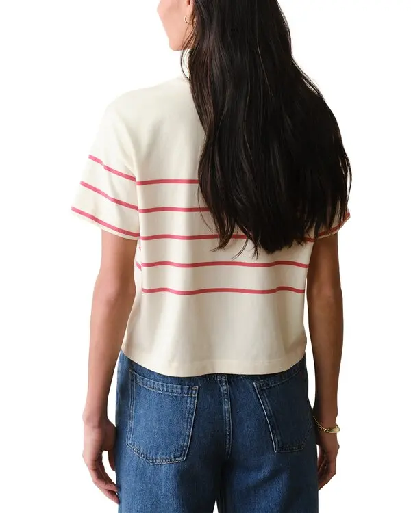 Marine Layer Cloud 9 Jersey Crewneck Tee - Red/white