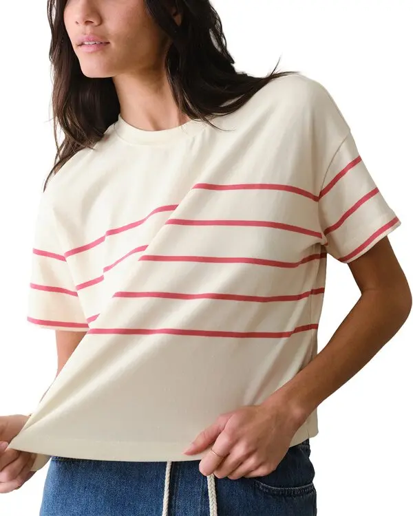 Marine Layer Cloud 9 Jersey Crewneck Tee - Red/white