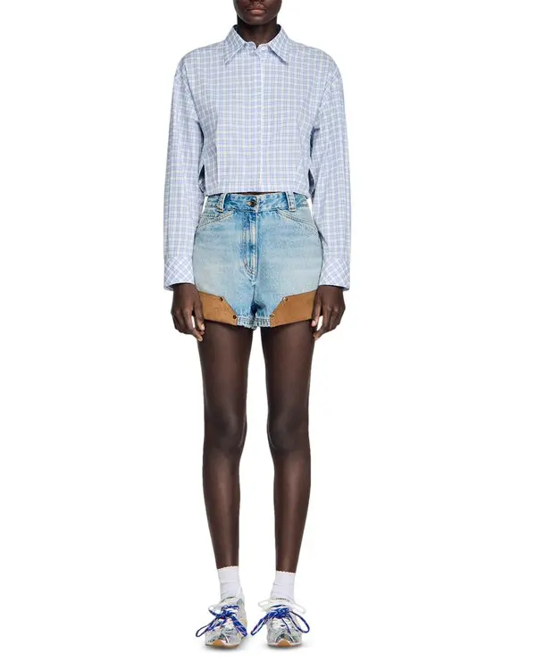 Sandro Edenis Check Shirt - Blue / White