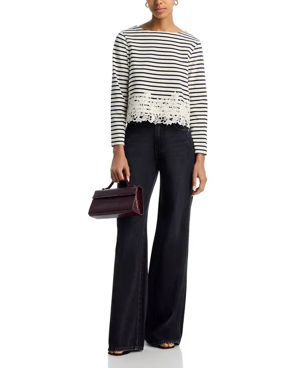 Veronica Beard Hovey Lace Trim Top