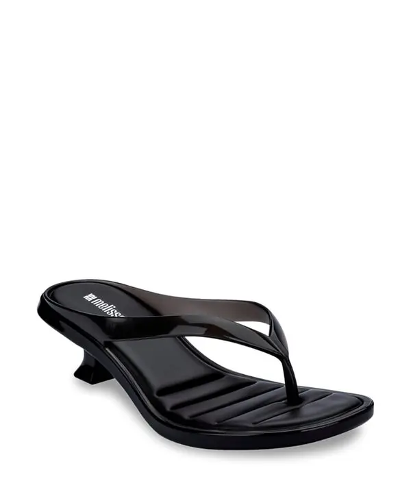 Melissa Thong Kitten Heel Flip Flops - Black