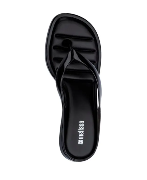 Melissa Thong Kitten Heel Flip Flops - Black