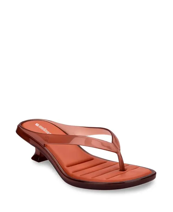 Melissa Thong Kitten Heel Flip Flops - Brown/orange
