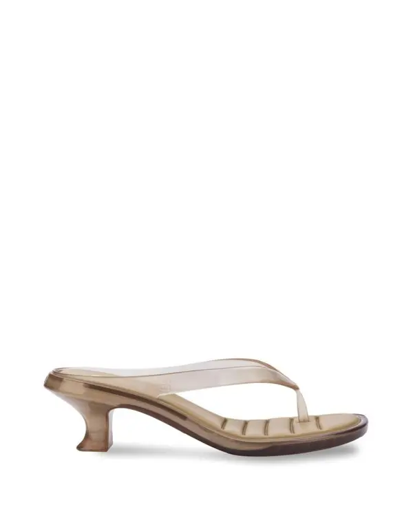 Melissa Thong Kitten Heel Flip Flops - Clear Beige