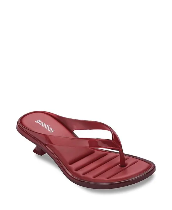 Melissa Thong Kitten Heel Flip Flops - Transparent Red