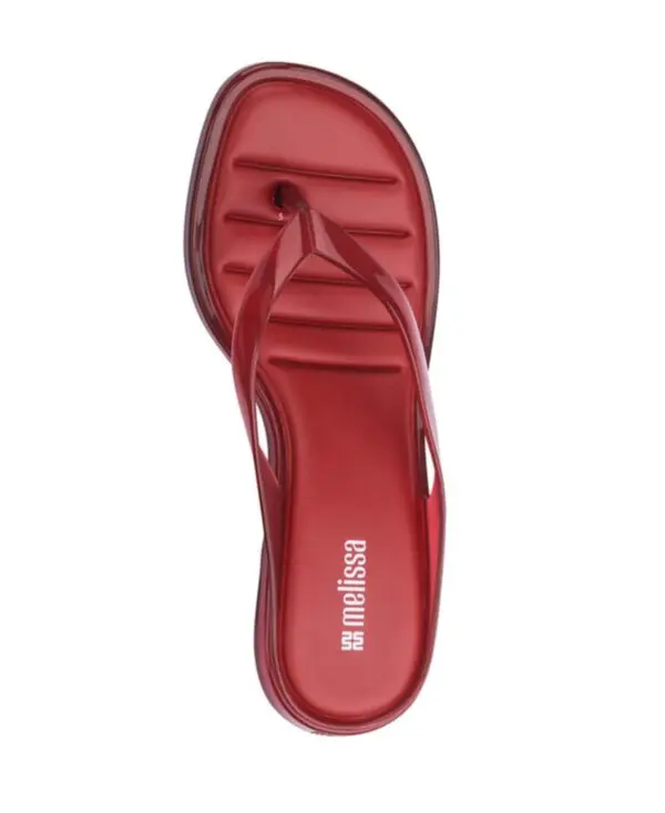 Melissa Thong Kitten Heel Flip Flops - Transparent Red