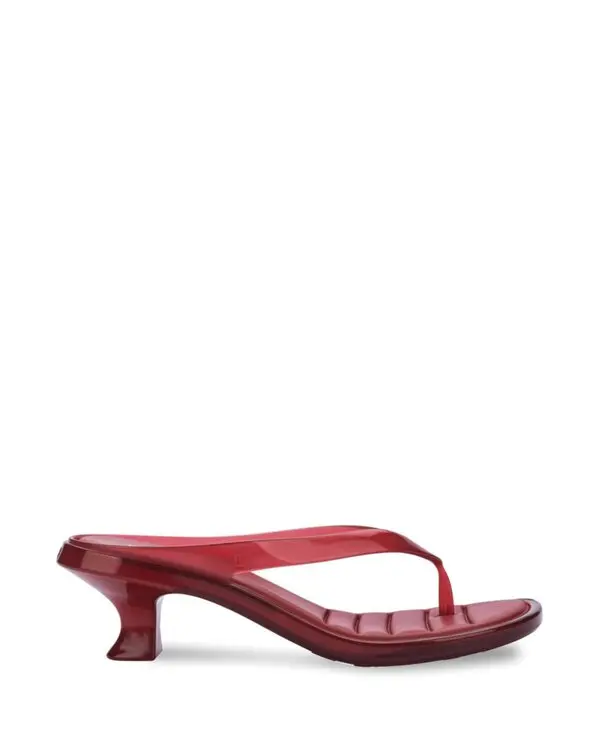 Melissa Thong Kitten Heel Flip Flops - Transparent Red