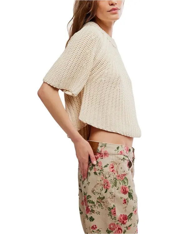 Free People Amy Sweater Tee Knit Top - Ivory
