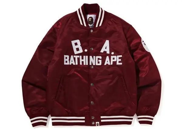 A BATHING APE Nylon Varsity Jacket - Burgundy