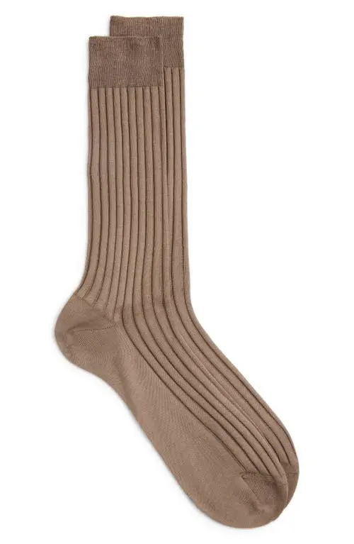 Canali Ribbed Dress Socks - Light Brown