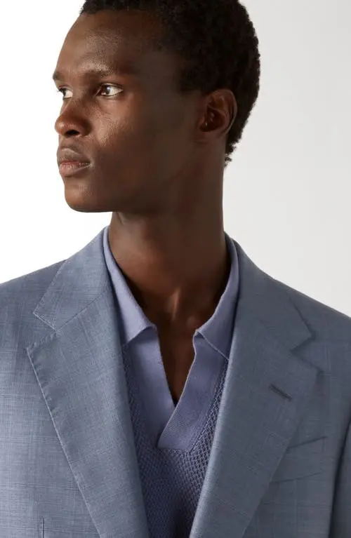 Zegna Regular Fit Glen Check Centoventimila Wool Suit - Light Blue