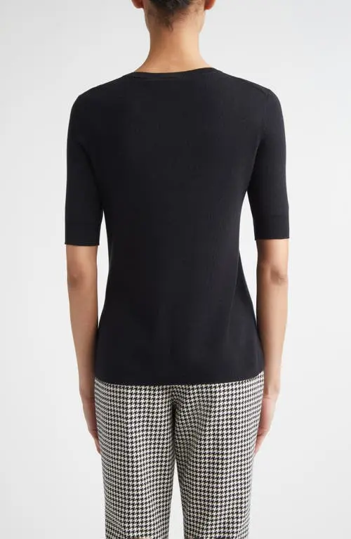 St. John Marlie Short Sleeve Silk & Cotton Sweater
