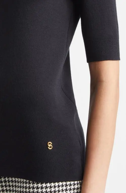 St. John Marlie Short Sleeve Silk & Cotton Sweater