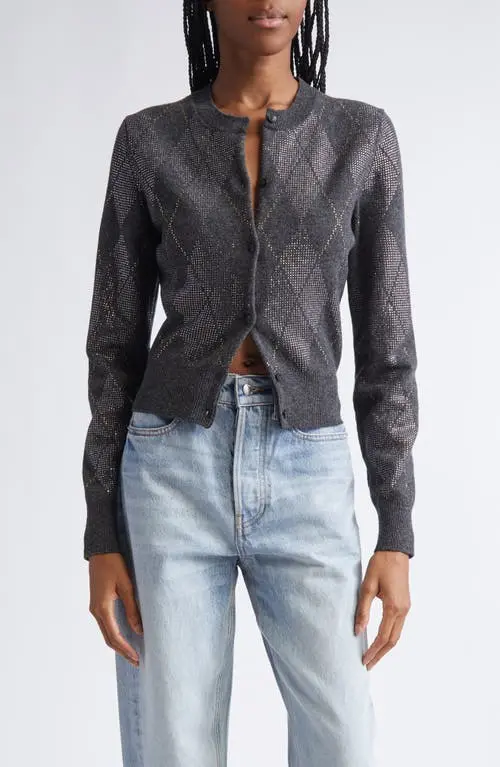 Alexander Wang Argyle Crop Wool Blend Cardigan