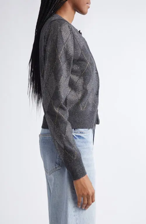 Alexander Wang Argyle Crop Wool Blend Cardigan