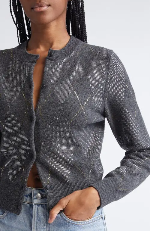 Alexander Wang Argyle Crop Wool Blend Cardigan