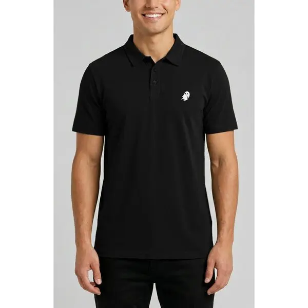 DALIX Ghost Midweight Short Sleeve Polo Shirt - Black