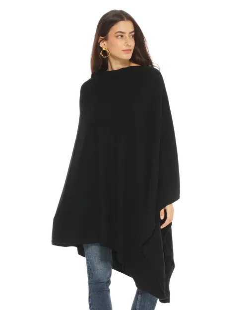 MONTICELLI CASHMERE Cashmere Long Poncho - Black