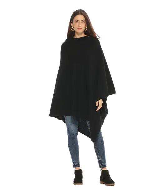 MONTICELLI CASHMERE Cashmere Long Poncho - Black
