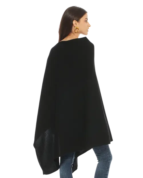 MONTICELLI CASHMERE Cashmere Long Poncho - Black