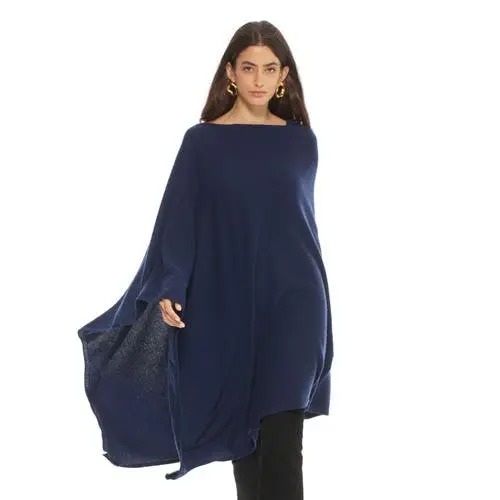 MONTICELLI CASHMERE Cashmere Long Poncho - Blue