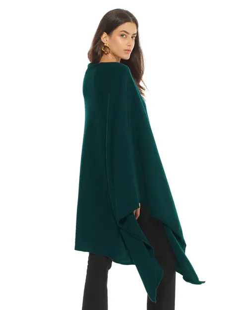 MONTICELLI CASHMERE Cashmere Long Poncho - Forest Green