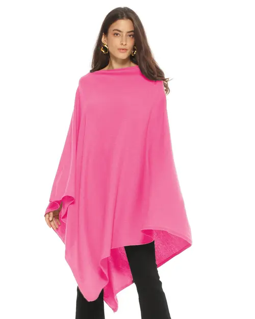 MONTICELLI CASHMERE Cashmere Long Poncho - Fuchsia