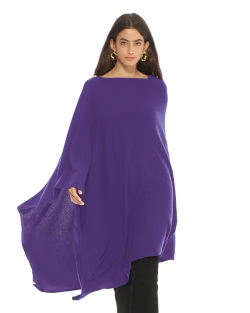 MONTICELLI CASHMERE Cashmere Long Poncho - Iris Purple