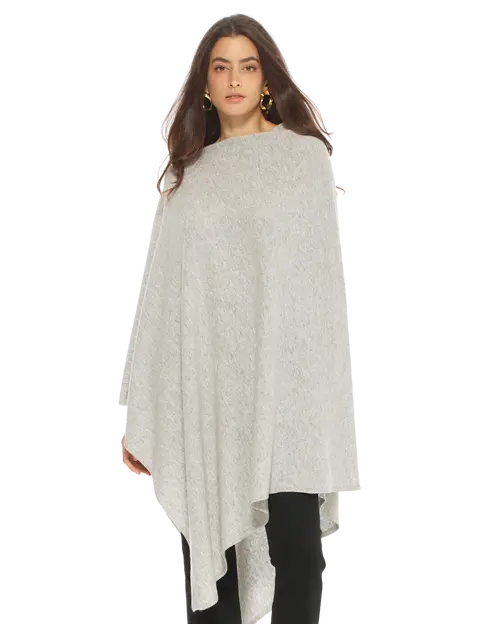 MONTICELLI CASHMERE Cashmere Long Poncho - Light Grey