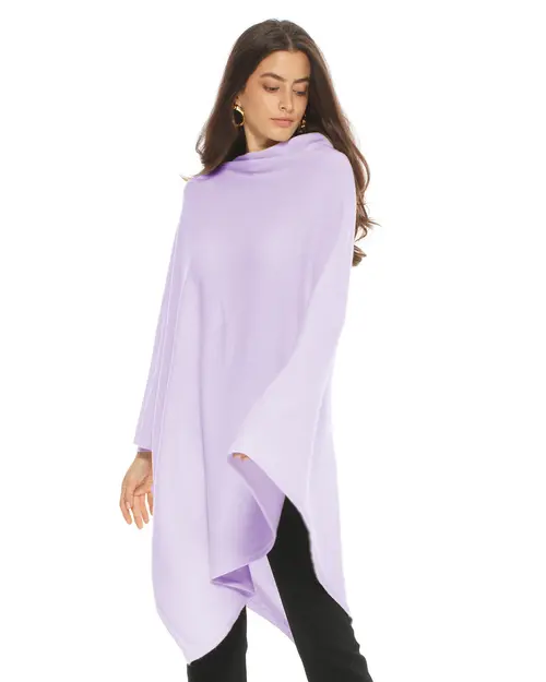MONTICELLI CASHMERE Cashmere Long Poncho - Lilac
