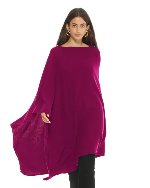 MONTICELLI CASHMERE Cashmere Long Poncho - Magenta
