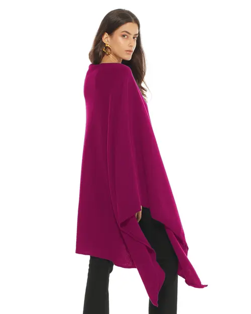 MONTICELLI CASHMERE Cashmere Long Poncho - Magenta