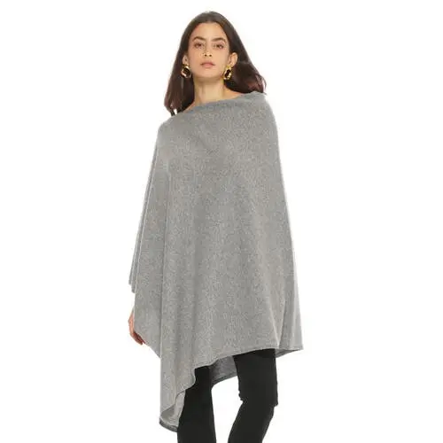 MONTICELLI CASHMERE Cashmere Long Poncho - Melange Grey
