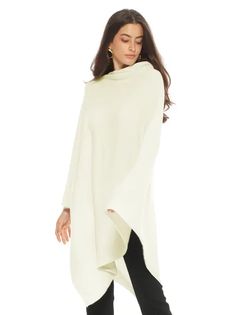 MONTICELLI CASHMERE Cashmere Long Poncho - Milk White
