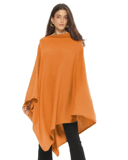 MONTICELLI CASHMERE Cashmere Long Poncho - Saffron