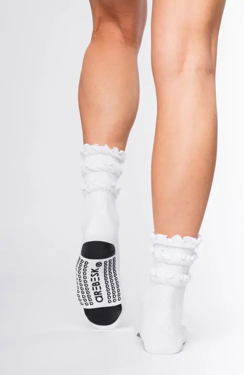 AREBESK Triple Ruffle Gripper Crew Socks