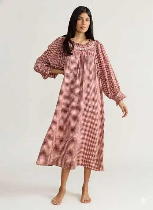IF ONLY IF Georgie Nightdress - Rust Gingham