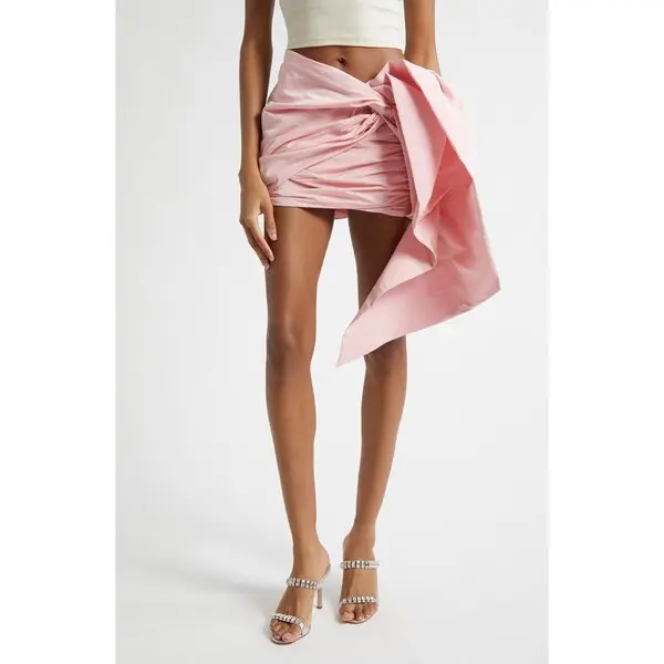 AREA Taffeta Knot Miniskirt - Baby Pink