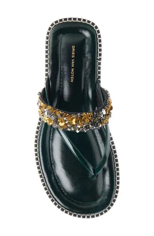 Dries Van Noten Sequin Embellished Slide Sandal