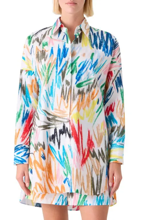 Akris Scribble Print Cotton Poplin Tunic