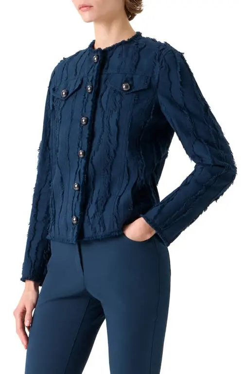 Akris Fringe Jacquard Jacket