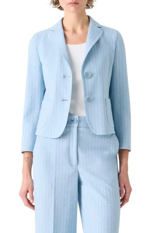Akris Stripe Cotton Stretch Seersucker Jacket - Sky-dark Blue