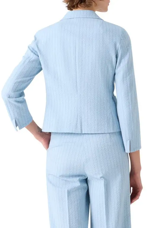Akris Stripe Cotton Stretch Seersucker Jacket - Sky-dark Blue