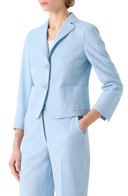 Akris Stripe Cotton Stretch Seersucker Jacket - Sky-dark Blue