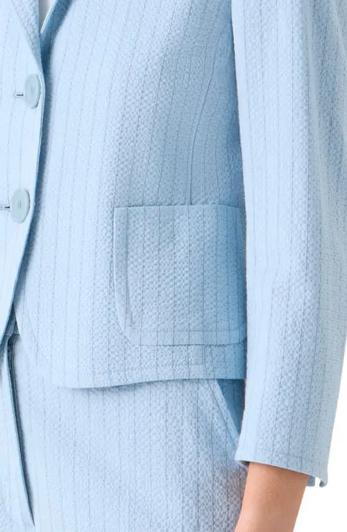 Akris Stripe Cotton Stretch Seersucker Jacket - Sky-dark Blue