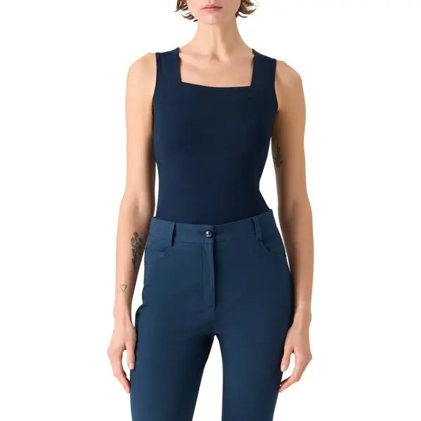 Akris Sleeveless Modal Stretch Jersey Top - Dark Blue