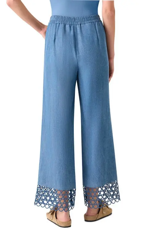 Akris Marlon Circle Lace Denim Wide Leg Pants